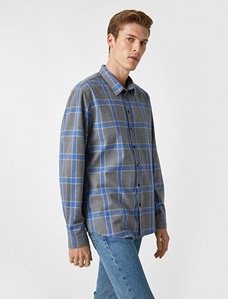 Koton Erkek Ekoseli Klasik Yaka Uzun Kollu Gömlek