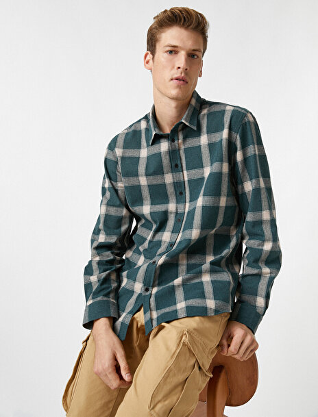 Koton Erkek Ekoseli Klasik Yaka Uzun Kollu Gömlek