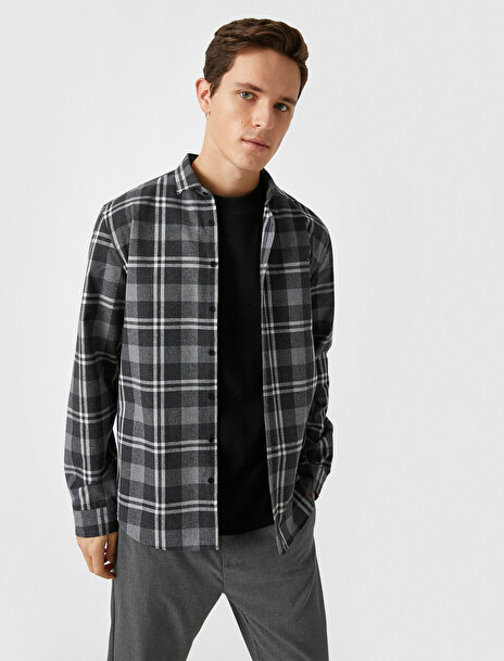 Koton Erkek Ekoseli Uzun Kollu Klasik Yaka Gömlek