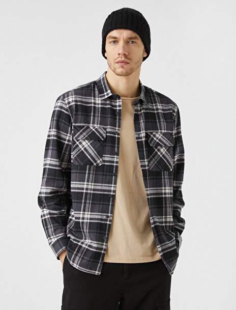 Koton Erkek Ekose Pamuklu Cepli Klasik Yaka Uzun Kollu Gömlek Koton Erkek Ekose Pamuklu Cepli Klasik Yaka Uzun Kollu Gömlek