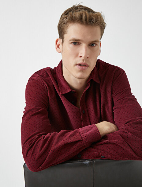 Koton Erkek Kadife Pamuklu Klasik Yaka Desenli Regular Fit Gömlek Koton Erkek Kadife Pamuklu Klasik Yaka Desenli Regular Fit Gömlek