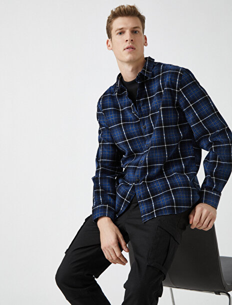 Koton Erkek Pamuklu Ekose Klasik Yaka Uzun Kollu Gömlek