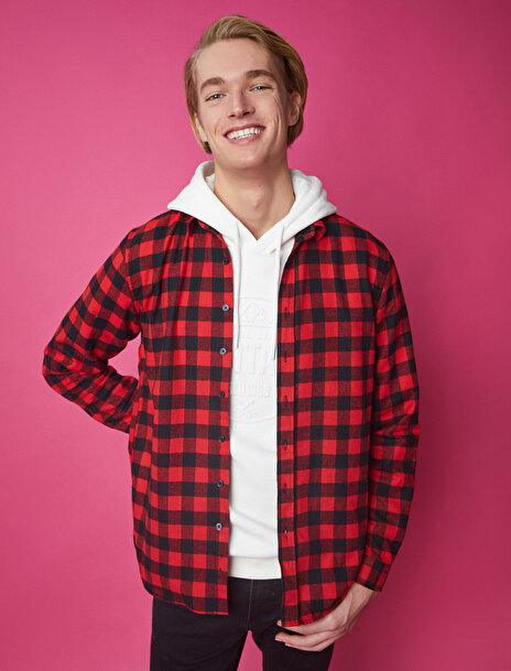 Koton Erkek Kareli Uzun Kollu Klasik Yaka Gömlek