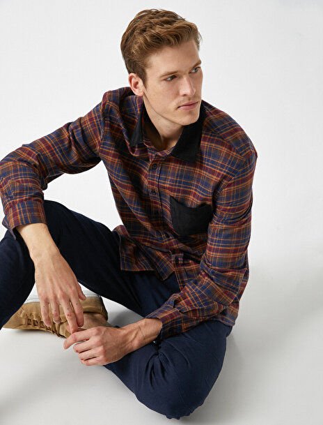 Koton Erkek Cepli Klasik Yaka Ekoseli Gömlek