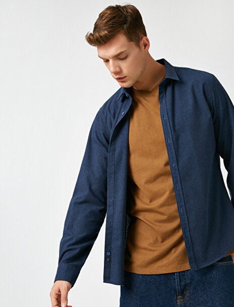 Koton Erkek Klasik Yaka Pamuklu Uzun Kollu Gömlek