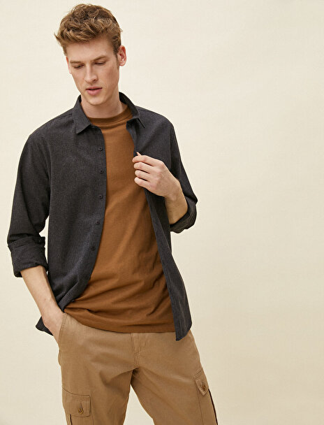 Koton Erkek Klasik Yaka Pamuklu Uzun Kollu Gömlek