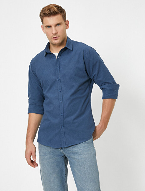 Koton Erkek Klasik Yaka Pamuklu Uzun Kollu Gömlek