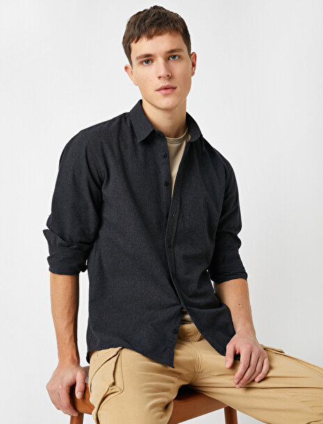 Koton Erkek Pamuklu Klasik Yaka Uzun Kollu Gömlek