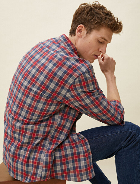 Koton Erkek Pamuklu Uzun Kollu Kareli Smart Gömlek