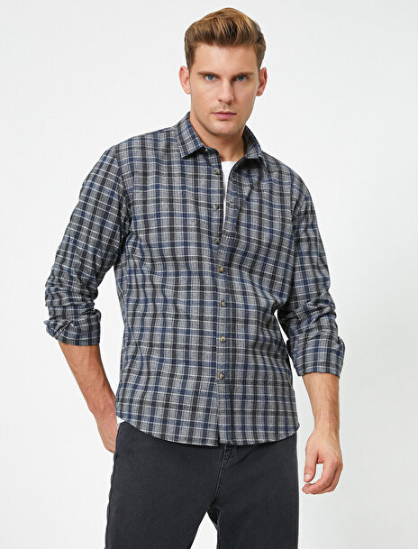 Koton Erkek Pamuklu Uzun Kollu Kareli Smart Gömlek