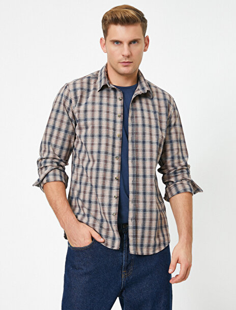 Koton Erkek Pamuklu Uzun Kollu Kareli Smart Gömlek