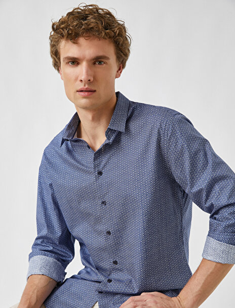 Koton Erkek Mikro Desenli Gömlek Pamuklu Koton Erkek Mikro Desenli Gömlek Pamuklu