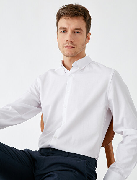 Koton Erkek Poplin Kumaş Klasik Yaka Basic Uzun Kollu Gömlek Koton Erkek Poplin Kumaş Klasik Yaka Basic Uzun Kollu Gömlek