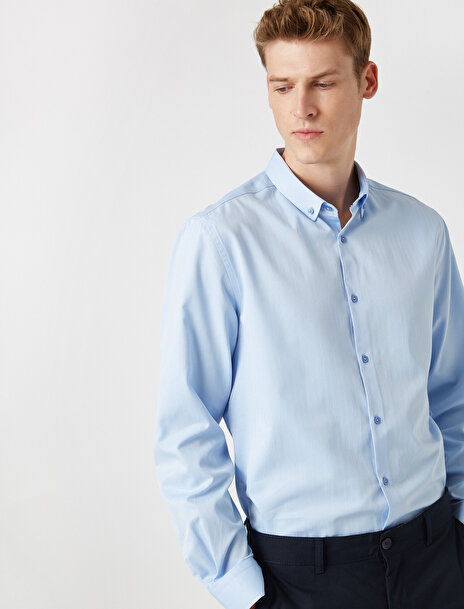 Koton Erkek Poplin Kumaş Klasik Yaka Basic Uzun Kollu Gömlek Koton Erkek Poplin Kumaş Klasik Yaka Basic Uzun Kollu Gömlek