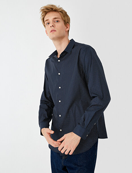 Koton Erkek Klasik Yaka Pamuklu Uzun Kollu Desenli Gömlek Koton Erkek Klasik Yaka Pamuklu Uzun Kollu Desenli Gömlek
