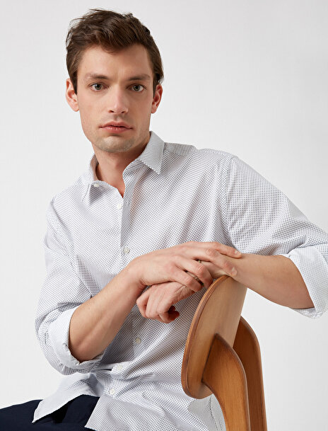 Koton Erkek Pamuklu Uzun Kollu Desenli Klasik Yaka Gömlek Koton Erkek Pamuklu Uzun Kollu Desenli Klasik Yaka Gömlek