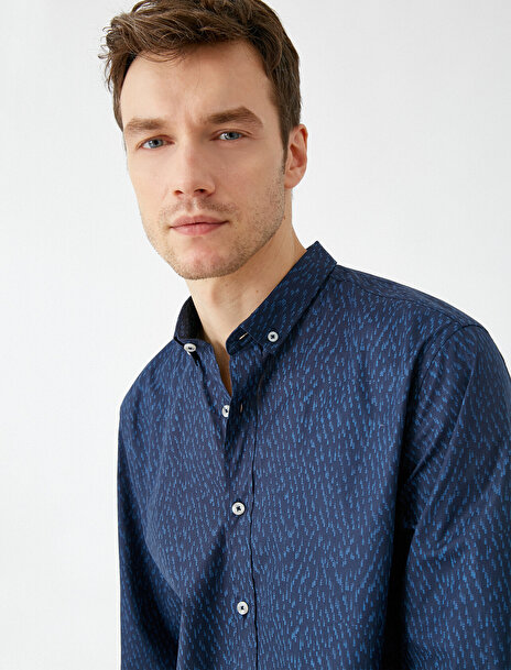 Koton Erkek Pamuklu Klasik Yaka Desenli Gömlek