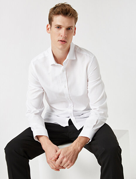Koton Erkek Slim Fit Klasik Yaka Uzun Kollu Gömlek