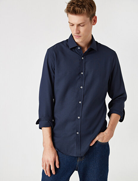 Koton Erkek Slim Fit Klasik Yaka Uzun Kollu Gömlek