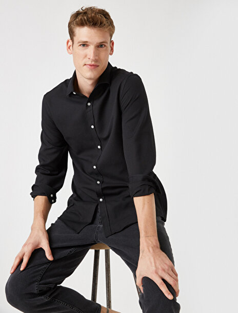 Koton Erkek Slim Fit Klasik Yaka Uzun Kollu Gömlek