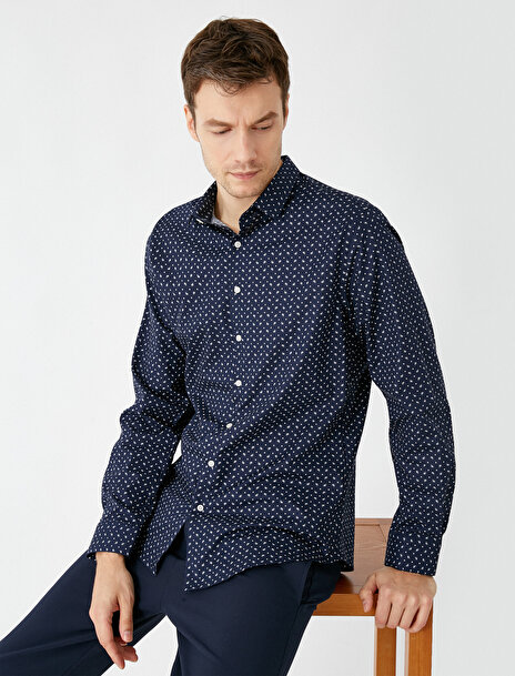 Koton Erkek Desenli Pamuklu Uzun Kollu Klasik Yaka Gömlek Koton Erkek Desenli Pamuklu Uzun Kollu Klasik Yaka Gömlek