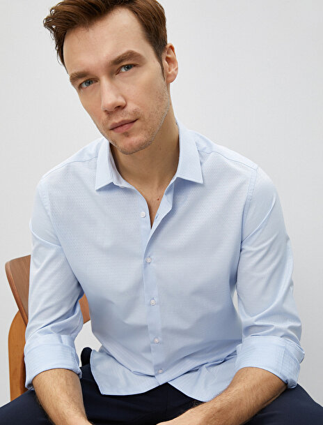 Koton Erkek Klasik Yaka Uzun Kollu Pamuklu Gömlek