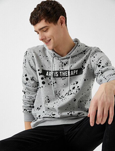 Koton Erkek Kapüşonlu Desenli Yazılı Baskılı Sweatshirt Koton Erkek Kapüşonlu Desenli Yazılı Baskılı Sweatshirt