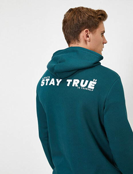 Koton Erkek Kapüşonlu Yazılı Baskılı Uzun Kollu Sweatshirt