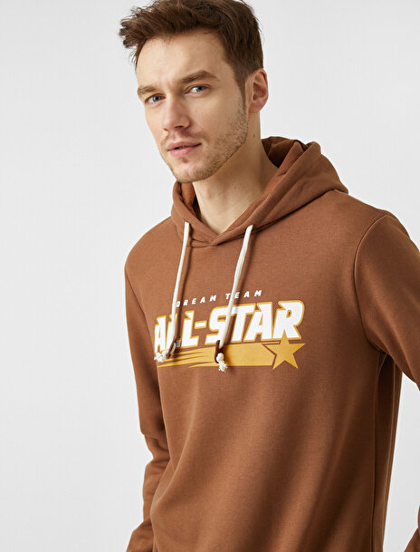 Koton Erkek All Star Yazılı Baskılı Kapüşonlu Uzun Kollu Sweatshirt