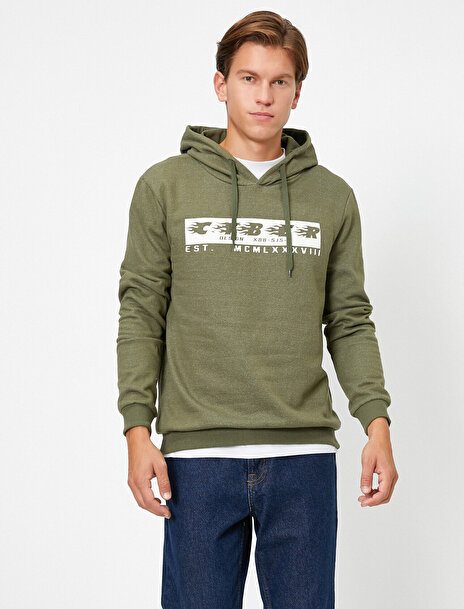 Koton Erkek Kapüşonlu Yazılı Baskılı Uzun Kollu Sweatshirt