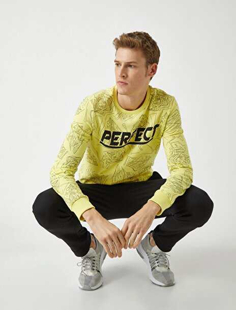 Koton Erkek Pamuklu Yazili Baskili Bisiklet Yaka Uzun Kollu Sweatshirt Koton Erkek Pamuklu Yazili Baskili Bisiklet Yaka Uzun Kollu Sweatshirt