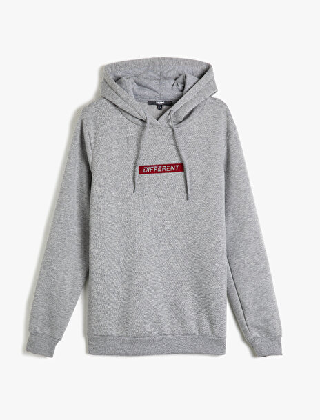 Koton Erkek Kapüşonlu Yazılı Baskılı Uzun Kollu Sweatshirt