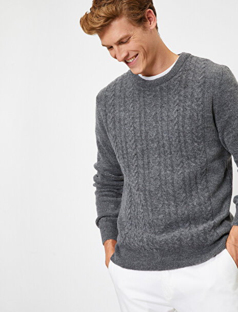 Koton Erkek Bisiklet Yaka Slim Triko Kazak