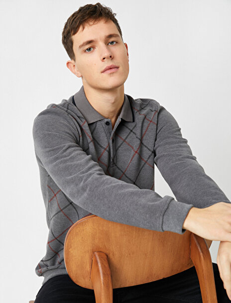 Koton Erkek Pamuklu Ekose Polo Yaka Kazak