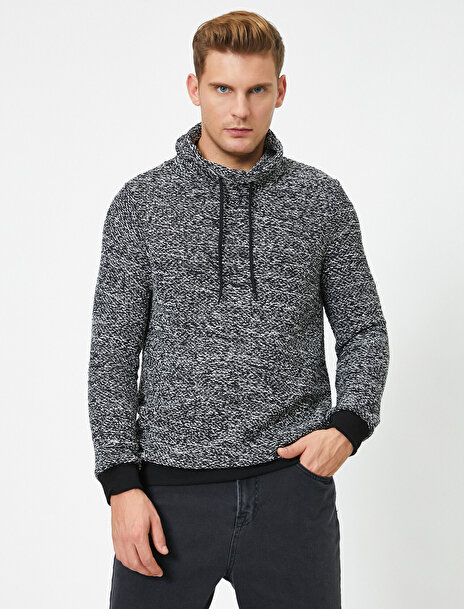 Koton Erkek Yığma Yaka Bağcıklı Slim Fit Uzun Kollu Kazak