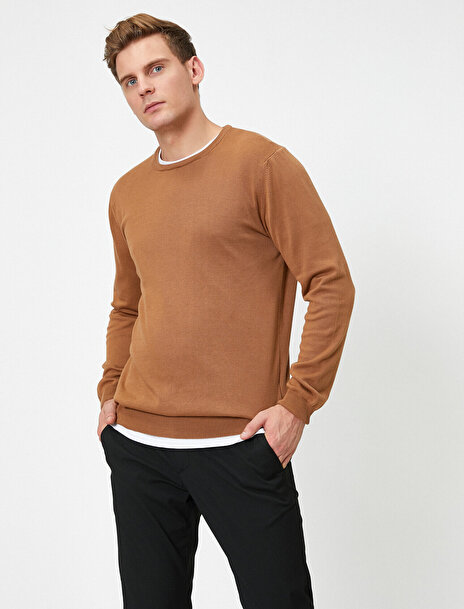 Koton Erkek Pamuklu Bisiklet Yaka Triko Kazak