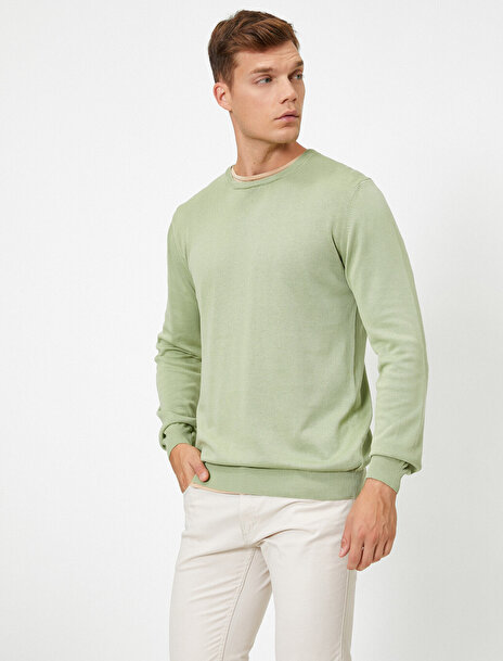 Koton Erkek Pamuklu Bisiklet Yaka Triko Kazak