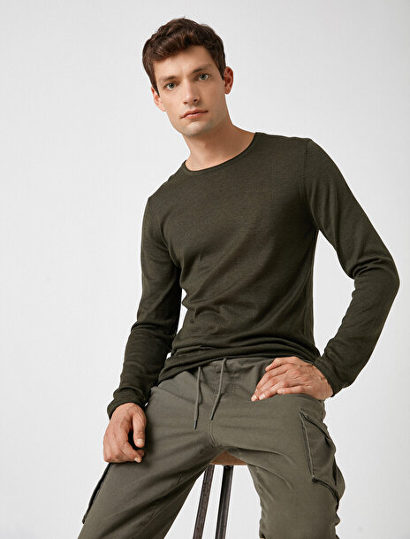 Koton Erkek Basic Uzun Kollu Bisiklet Yaka Triko Kazak