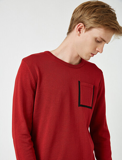 Koton Erkek Bisiklet Yaka Cepli Uzun Kollu Triko Kazak