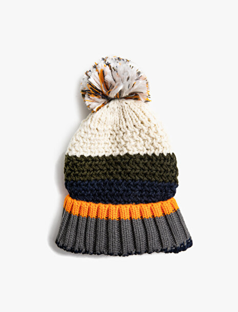 Koton Erkek Çocuk Renk Bloklu Ponponlu Örgü Bere