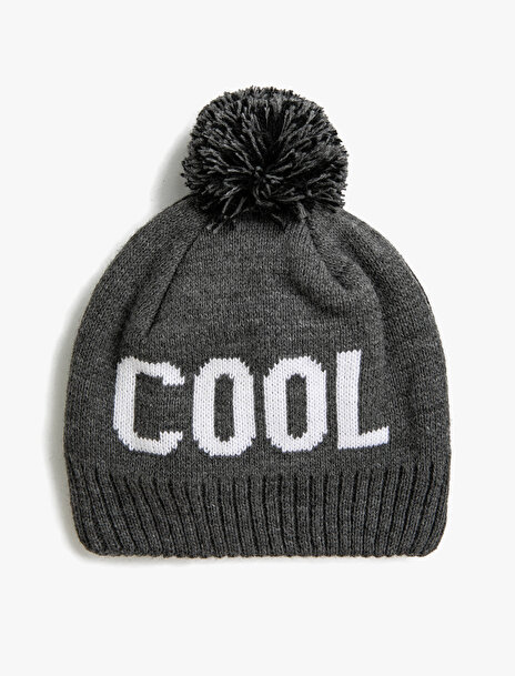 Koton Erkek Çocuk Ponponlu Yazılı Desenli Bere