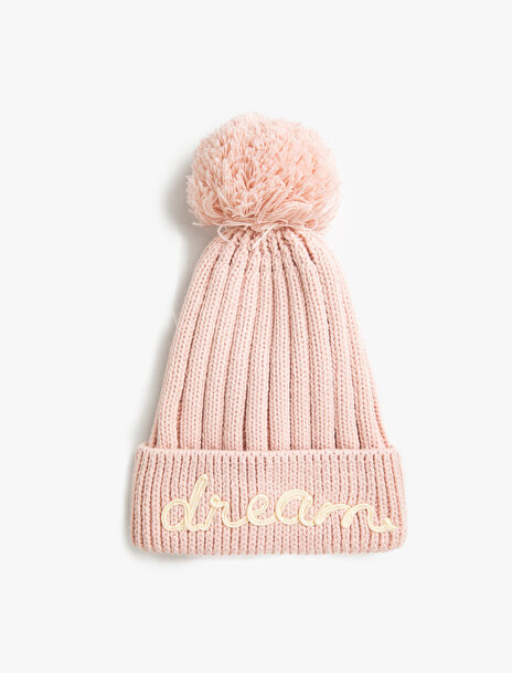 Koton Kız Çocuk Ponponlu Yazılı İşlemeli Bere