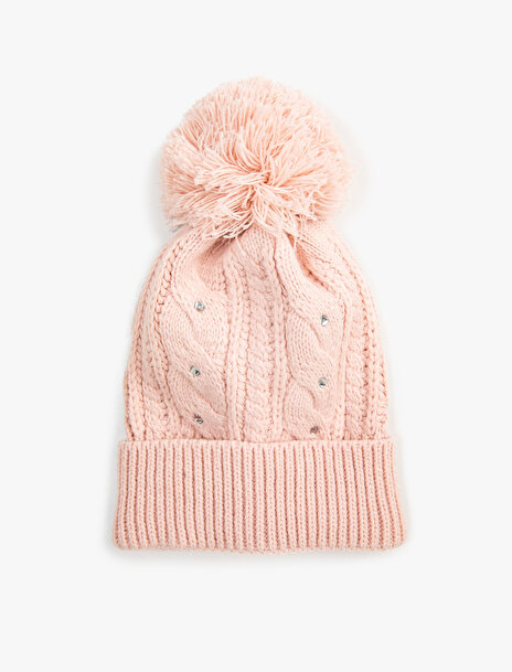 Koton Kız Çocuk Ponponlu Taşlı Örgü Bere