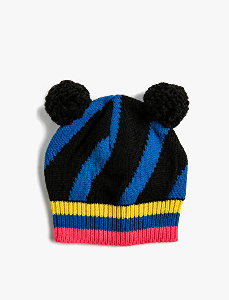 Koton Kız Çocuk Ponponlu Çok Renkli Örgü Bere