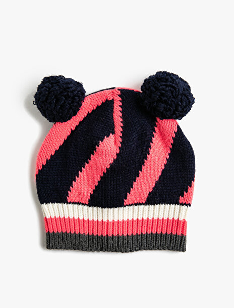 Koton Kız Çocuk Ponponlu Çok Renkli Örgü Bere