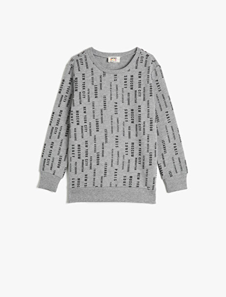 Koton Erkek Çocuk Bisiklet Yaka Yazılı Baskılı Sweatshirt