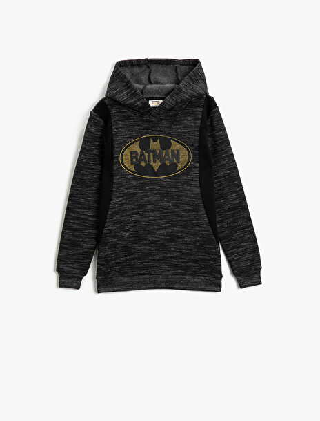 Koton Erkek Çocuk Batman Lisanslı Baskılı Kapüşonlu Uzun Kollu Sweatshirt