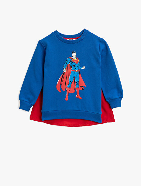 Koton Erkek Çocuk Pamuklu Superman Lisanslı Baskılı Pelerinli Sweatshirt