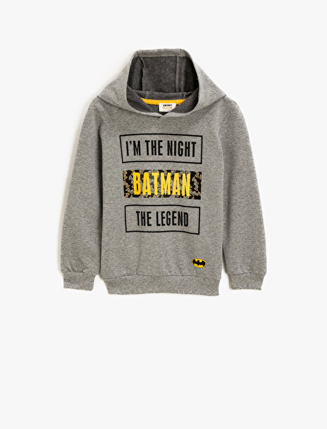 Koton Erkek Çocuk Batman Lisanslı Baskılı Kapüşonlu Sweatshirt
