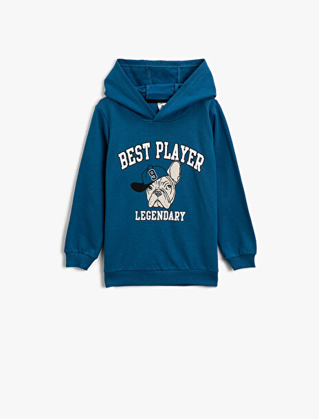 Koton Erkek Çocuk Pamuklu Baskili Kapüsonlu Uzun Kollu Sweatshirt